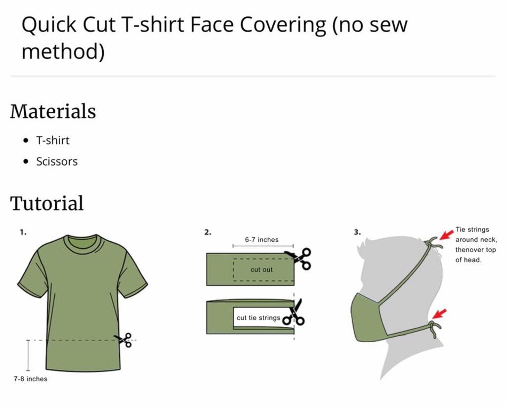 How to make a face mask with an old Marine green skivvy shirt