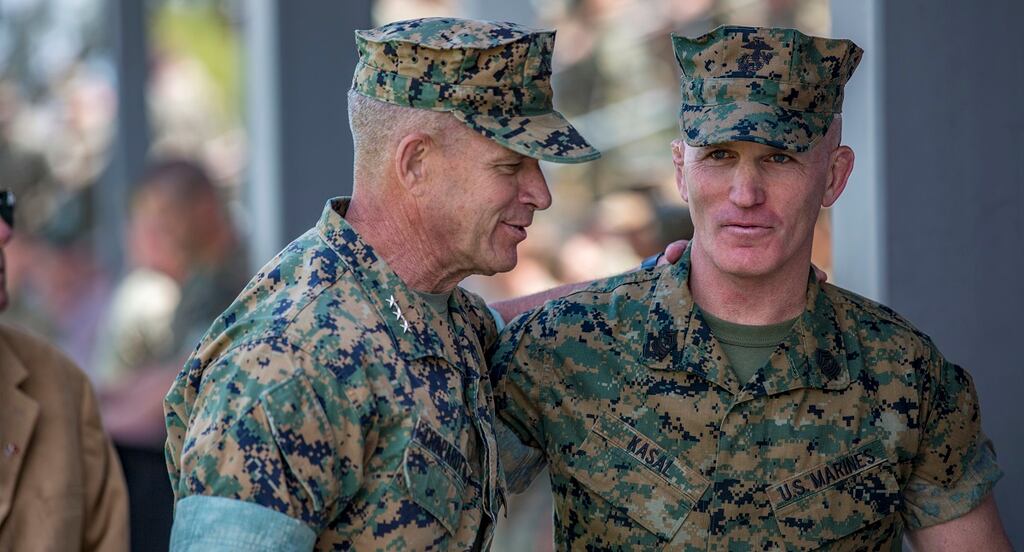 Navy Cross recipient and Marine behind iconic Fallujah photo retires