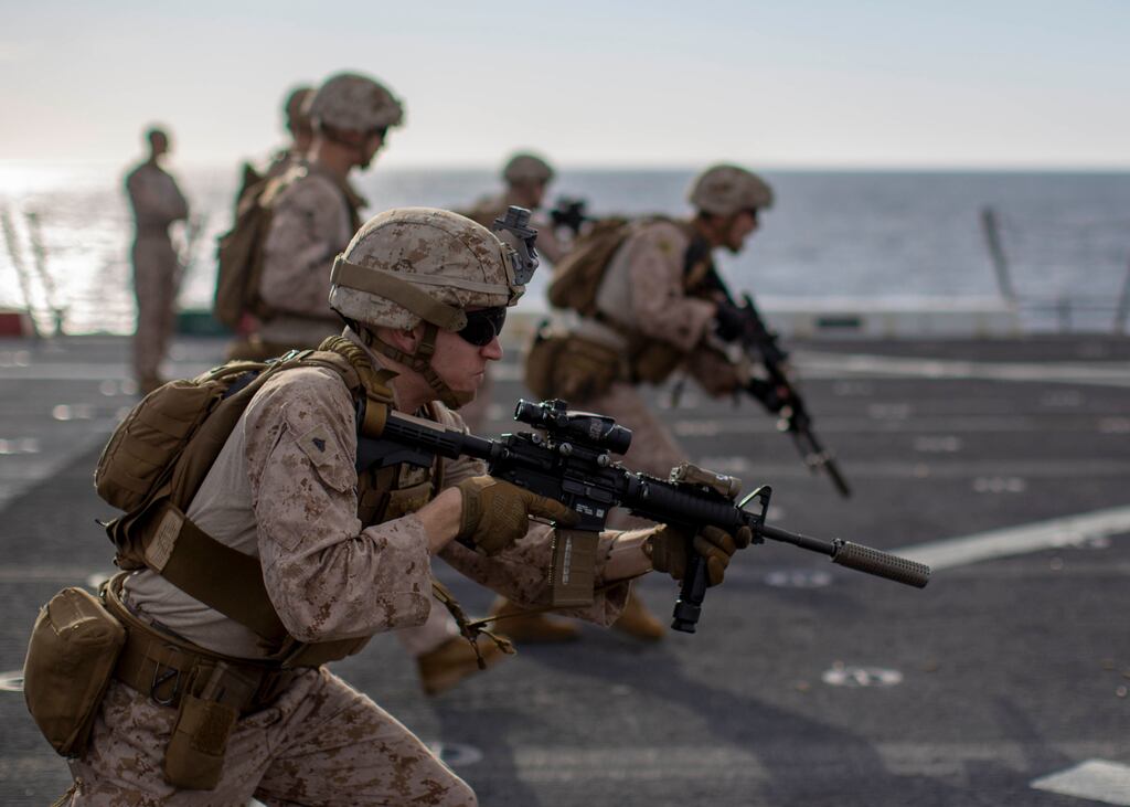 All of the Marine M27 rifles are in ― if you’re not a grunt or working ...