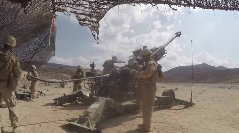 Marine artillery barrages ISIS during secretive deployment